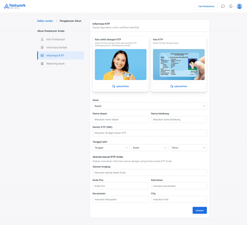 Menu Pengaturan Profil Fastwork diperbarui untuk memberikan pengalaman pengguna yang lebih baik ...
